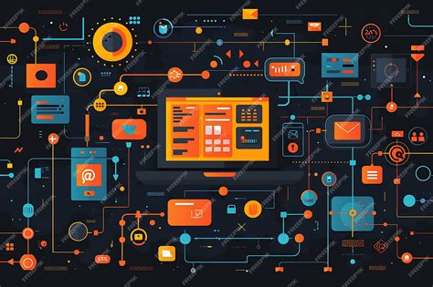 Premium Photo A Vibrant And Dynamic Digital Workspace Illustration