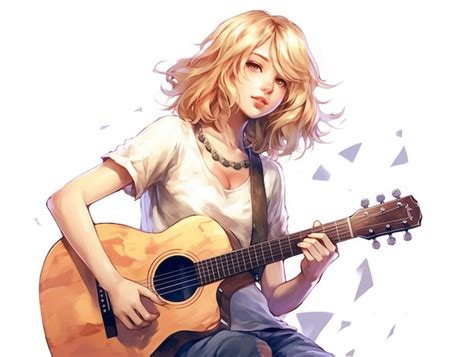 Premium Ai Image Cartoon Photo Of Woman Playing Music Instrument In