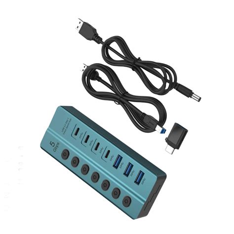 Usb Splitter 7 Port Usb Data Splitter With Individual Switches Power Adapter Usb