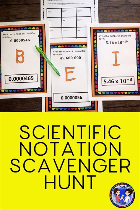 Scientific Notation Scavenger Hunt Scientific Notation Maths Activities Middle School Pre