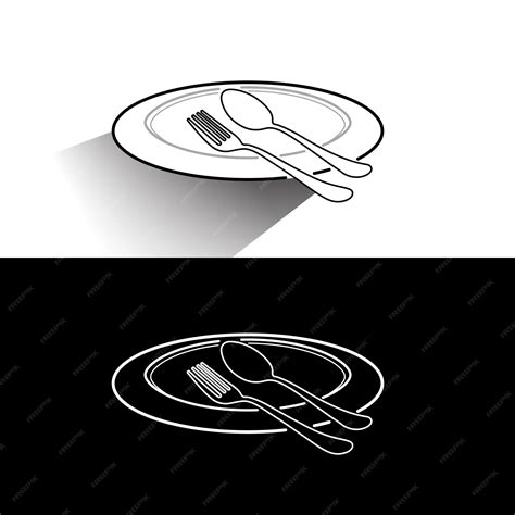 Premium Vector Spoon Fork Plate Icon Design Line Drawing With