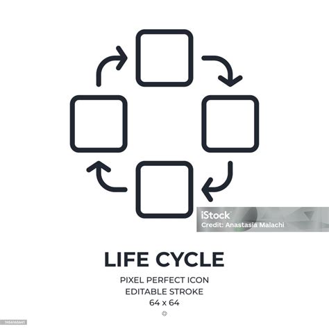 Life Cycle Arrows Concept Editable Stroke Outline Icon Isolated On