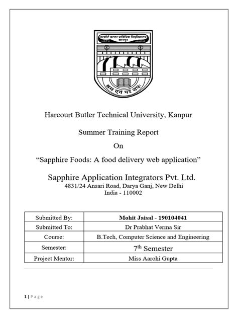 Industrial Training Report Pdf
