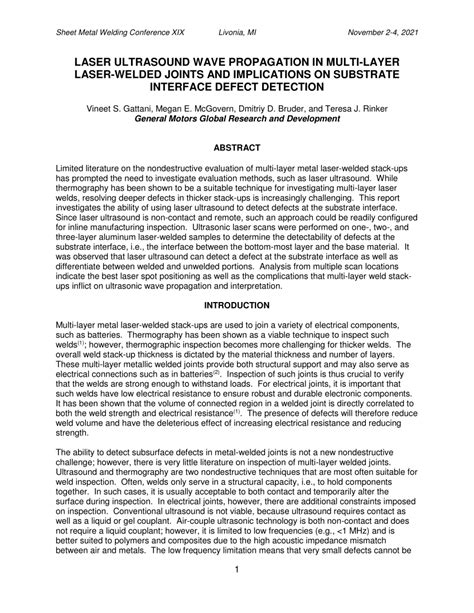 Pdf Laser Ultrasound Wave Propagation In Multi Layer Laser Welded