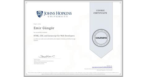 Completion Certificate For Html Css And Javascript For Web Developers