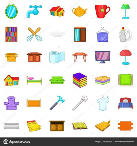 Meubels Iconen Set Cartoon Stijl — Stockvector © Ylivdesign 162457208