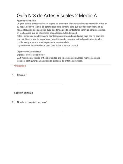 Guía N°8 De Artes Visuales 2 Medio A Pdf Color Tecnicas Artisticas