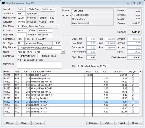 Datahawk Software Copilot System Flight Invoicing Functions