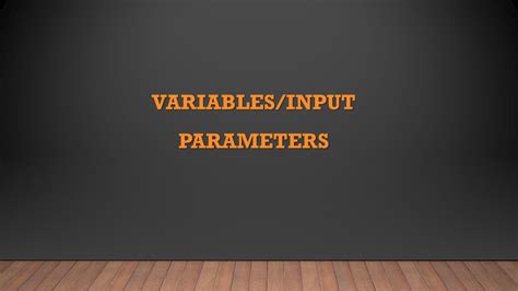 HANA SAP HANA Variables Input Parameters