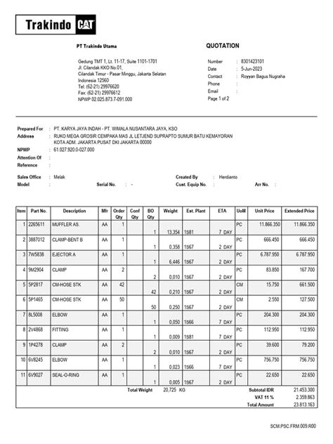 Pt Trakindo Utama Quotation Pdf Money Banks