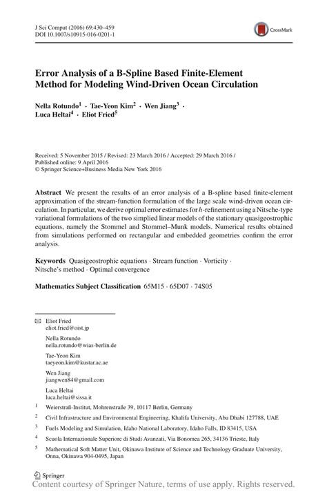 Error Analysis Of A B Spline Based Finite Element Method For Modeling