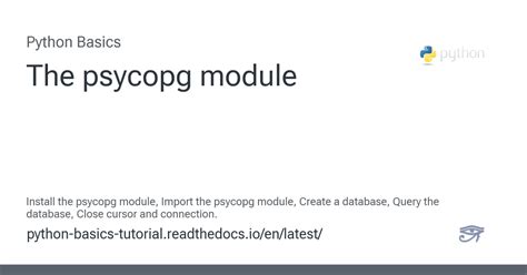 The Psycopg Module Python Basics 2510