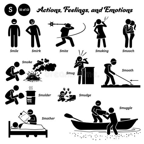 Stick Figure Human People Man Action Verb Icons Alphabet S Stock