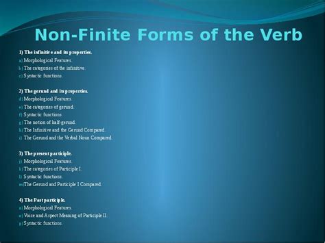 Non Finite Forms Of The Verb