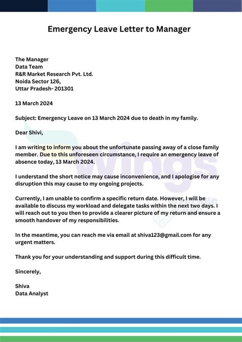Emergency Leave Letter Format And Samples Leverage Edu