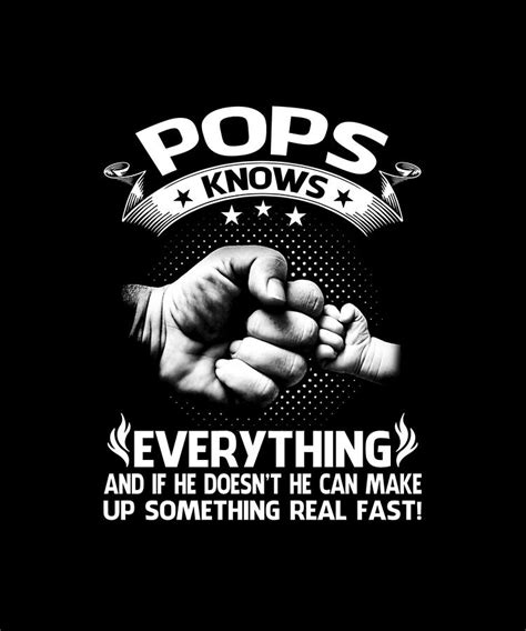 Mens Pops Knows Everything Shirt 60th T Funny Fathers Day Pawpaw