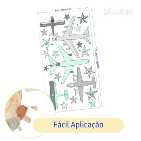 Adesivo Kit Infantil Avião Estrelas Elo7 Produtos Especiais