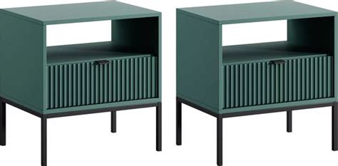 Pascal Morabito Set Van 2 Nachtkastjes Met 1 Lade En 1 Nis Smaragdgroen Liouba Van Bol