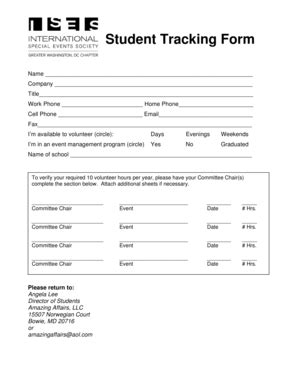 Fillable Online Dcises Student Tracking Form Dcises Fax Email Print PdfFiller