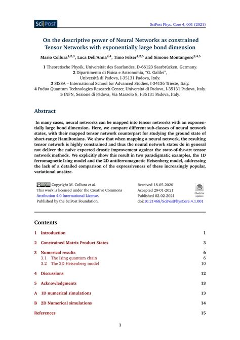 Pdf On The Descriptive Power Of Neural Networks As Constrained Tensor Networks With