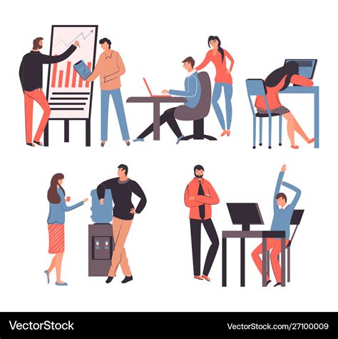 Office Worker Workgroup Workflow Businessmen Vector Image