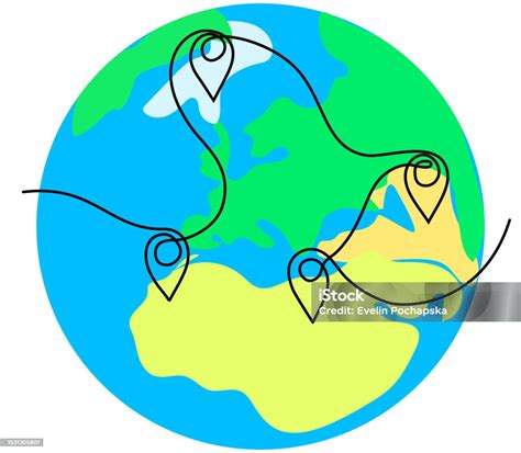 Pointeurs De Localisation Sur Terre Dessin Au Trait Illustration