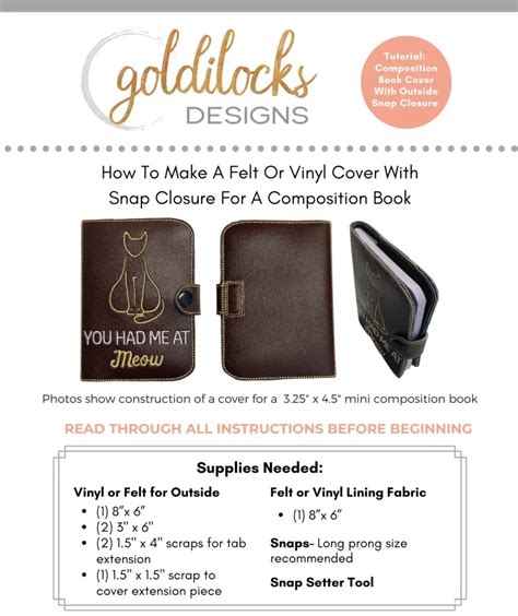Tutorial How To Make A Mini Composition Book Cover With An Outside Snap Closure Goldilocks