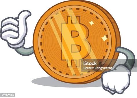 엄지손가락 Bitcoin 동전 캐릭터 만화 벡터에 대한 스톡 벡터 아트 및 기타 이미지 벡터 블록체인 비트코인 Istock