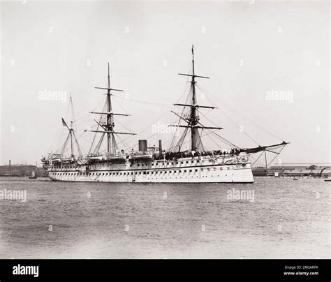 Late 19th Century Vintage Photograph Large British Royal Navy Warship