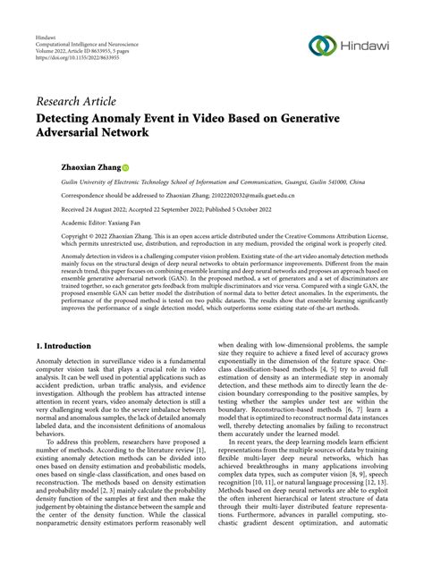 Pdf Detecting Anomaly Event In Video Based On Generative Adversarial Network