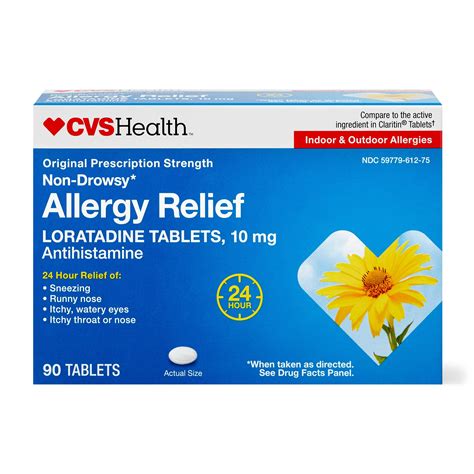Cvs Health Non Drowsy Allergy Relief Loratadine Tablets 10mg 90 Ct With Photos Prices