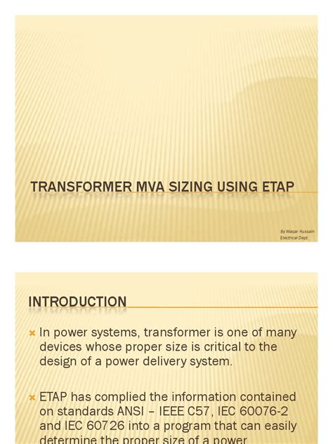 a comprehensive guide to transformer sizing using etap software pdf
