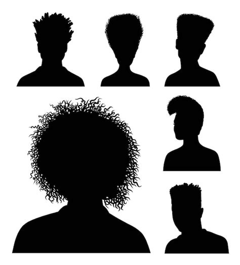 Silueta De Pose De Peinado Afro Masculino Y Femenino Vector Premium