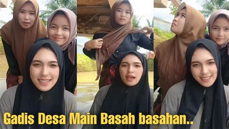 Cantik Nya Hijab Gadis Desa Bermain Di Kolam‼️ Sampe Basah Basahan Youtube
