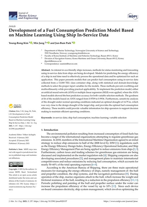 Pdf Development Of A Fuel Consumption Prediction Model Based On Machine Learning Using Ship In