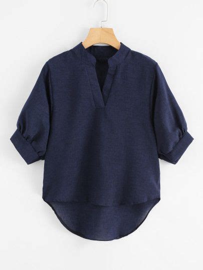 Lantern Sleeve Dip Hem Blouse Sheinsheinside Dip Hem Blouse