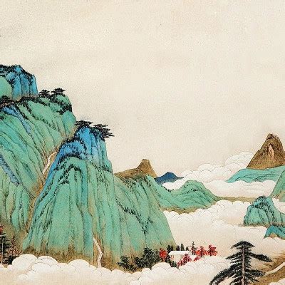 山水间 青山笔架 景德镇高温陶瓷 千里江山图 青绿山水 创意摆件 淘宝网