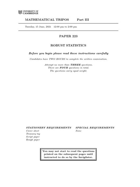 St Tripos Pdf Estimator Statistical Theory