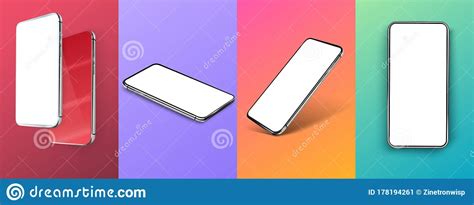 Set Of Realistic Smartphone Mockup Set Modern Digital Device Template