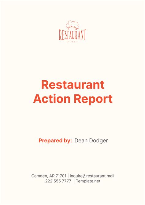 Free Catering Report Template To Edit Online