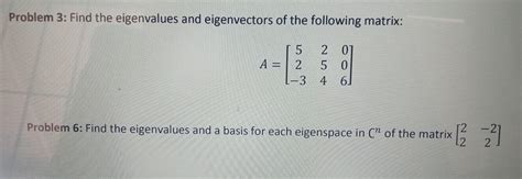 Solved Problem Find The Eigenvalues And Eigenvectors Of Chegg