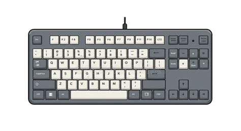 Compact Keyboard With A Wired Connection Featuring A Dark Gray Casing And Light Gra Stock