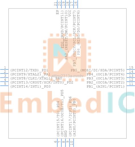 Attiny2313a Mmhr Microchip 8bit Mcu Embedic