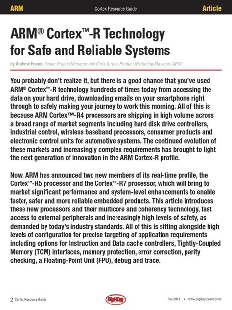 Arm Cortex R Technology For Safe And Relaible Systems Pdf Central