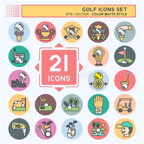 Icon Set Golf Related To Sports Symbol Color Mate Style Simple