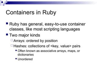 Ruby Containers Programming Language For Ppt