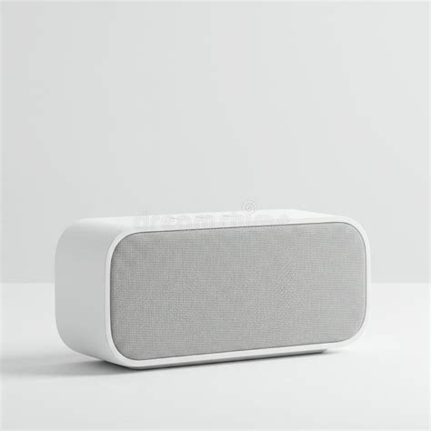 Rectangular White Speaker With Rounded Edges Featuring A Gray Fabric