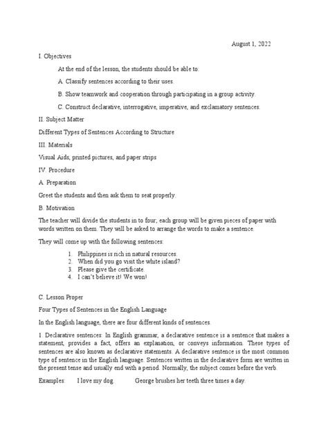 Interrogative Lesson Plan Pdf Question Sentence Linguistics