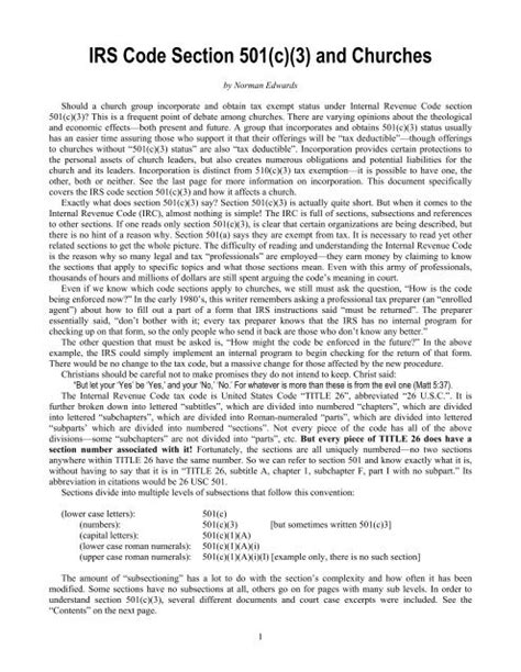 Irs Code Section 501 C 3 And Churches Servants News