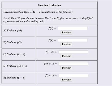 Solved Function Evaluation Given The Function Fx 3x 2